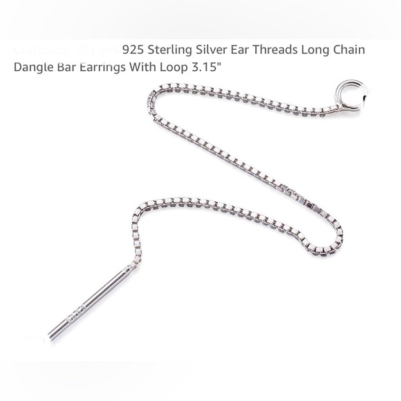Hand Crafted | Jewelry | 925 Sterling Silver Ear Threads Long Chain ...